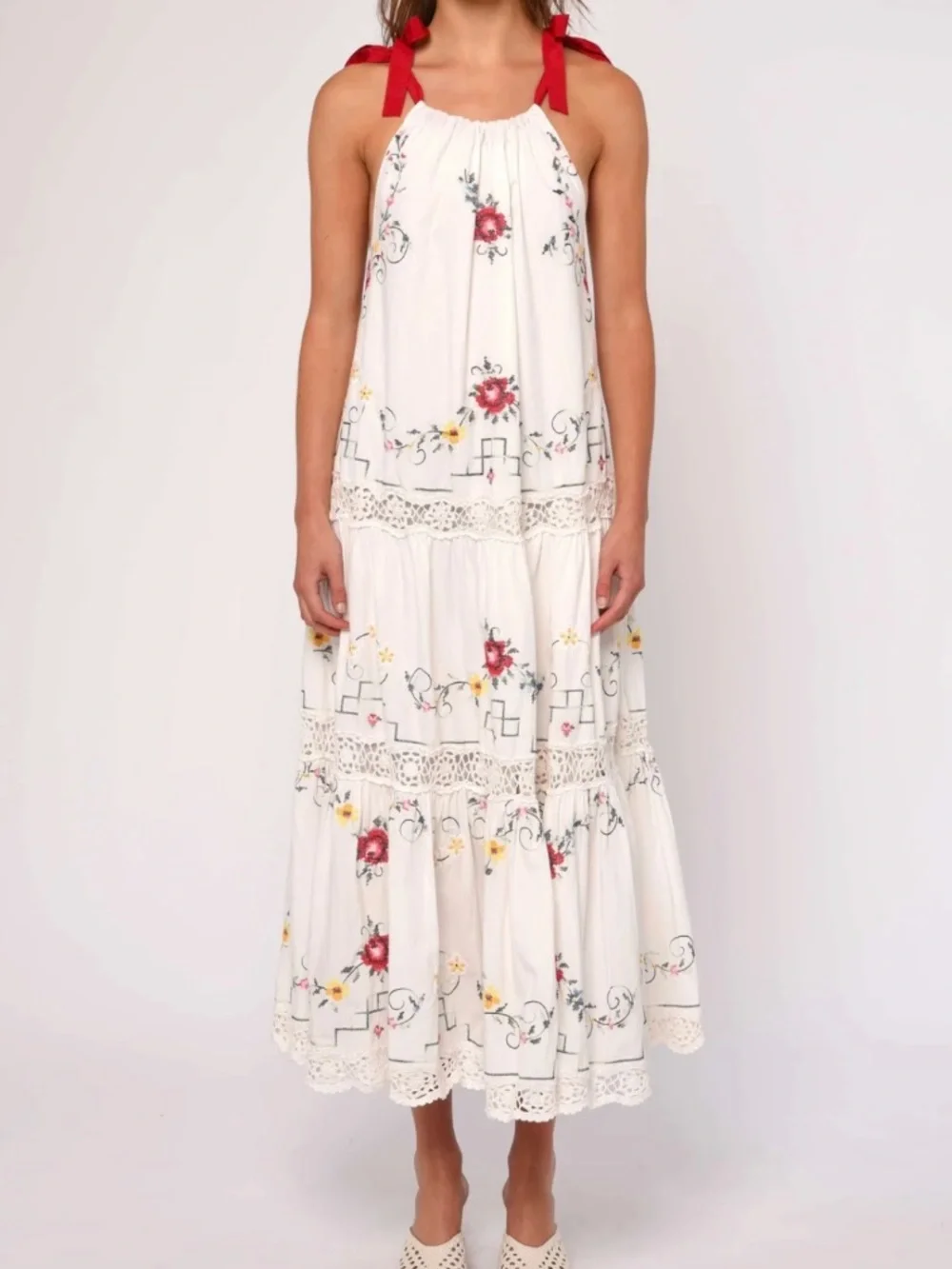 Love The Label | Dresses | Love The Label White Floral Halter Maxi ...